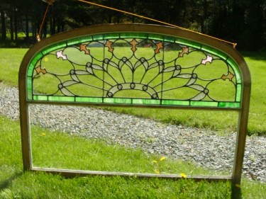 Architectural Antiquities - 201. Stunning leaded glass arched top sash ...